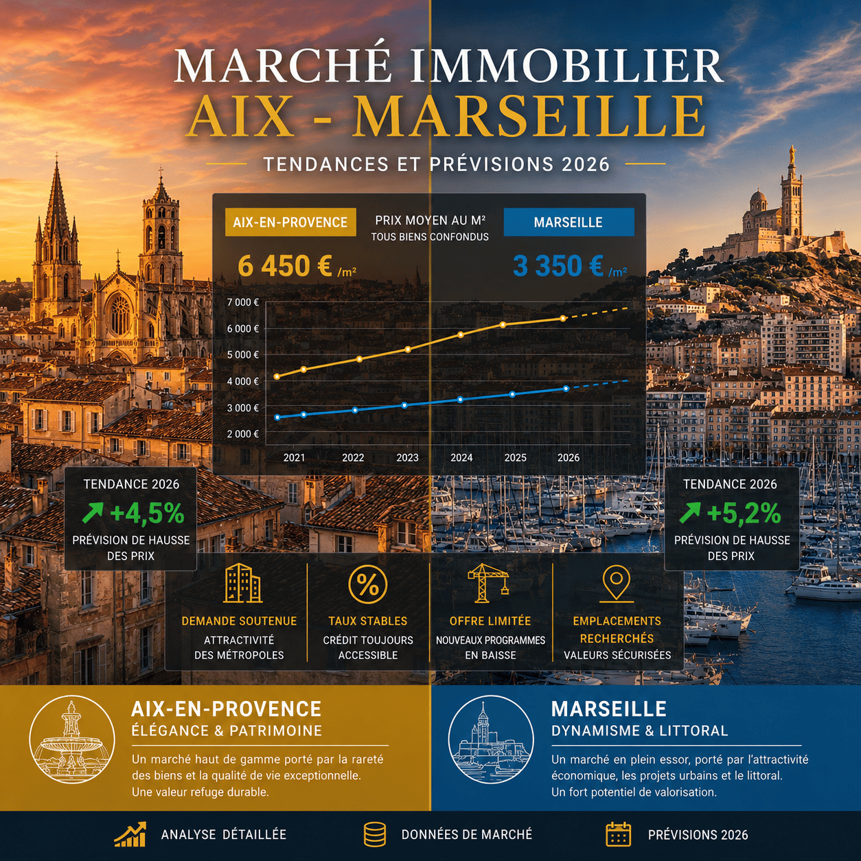 Marché immobilier Aix-Marseille tendances et prévisions 2026